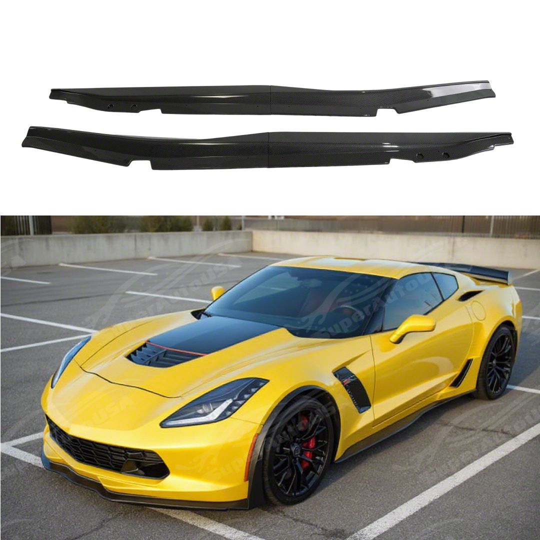 SuperAutoUSA Corvette Z06 Style Side Skirt Rocker Panels; Carbon Fiber ...