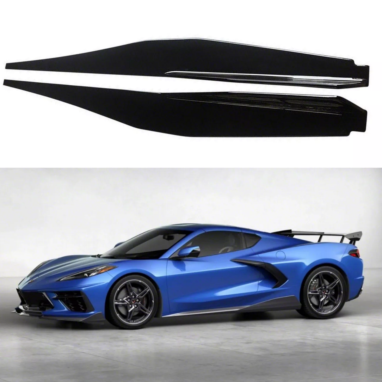 SuperAutoUSA Corvette Z51 Performance Style Side Skirts; Gloss Black ...