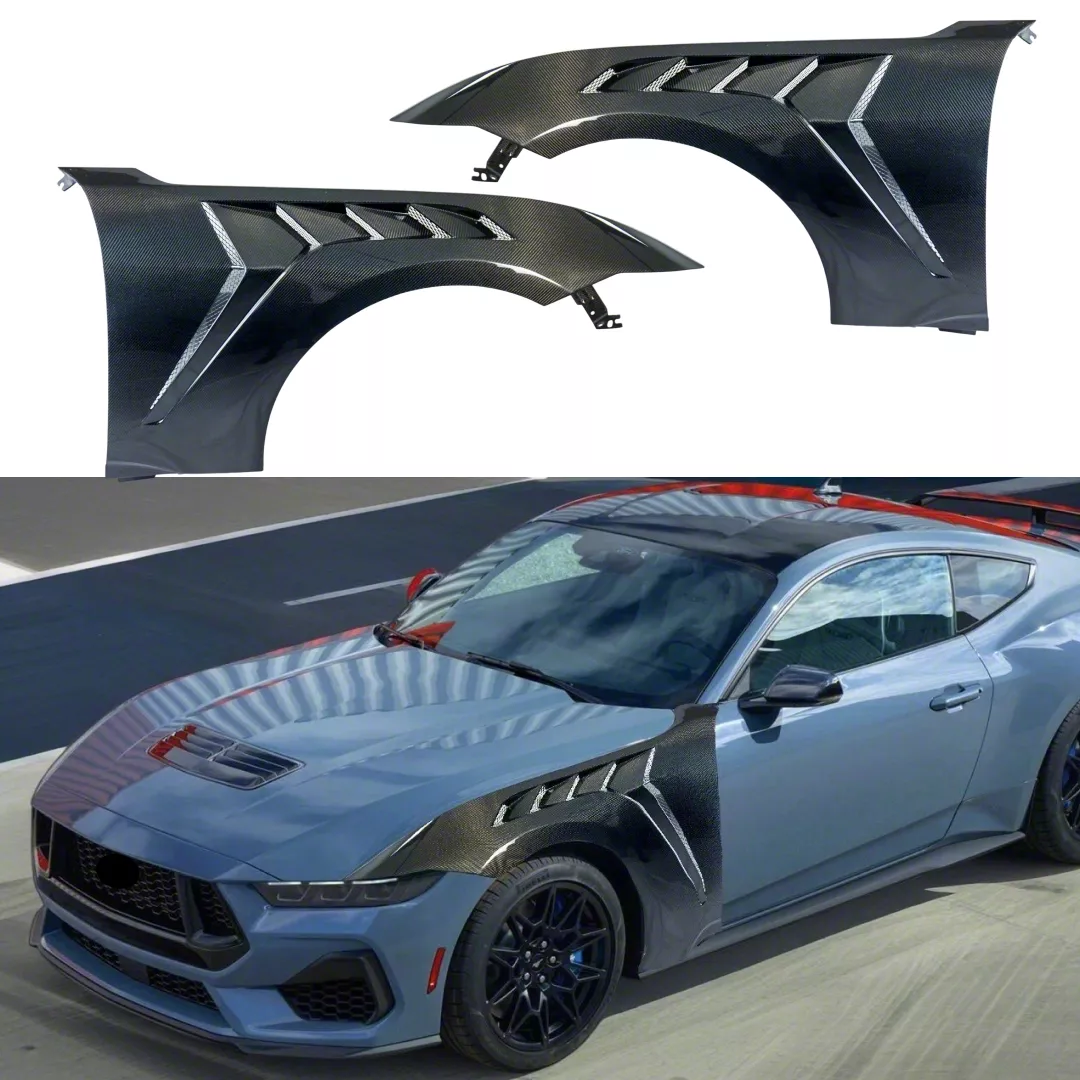 SuperAutoUSA Mustang GTD Style Front Fenders; Carbon Fiber WG10-FDR-CF ...