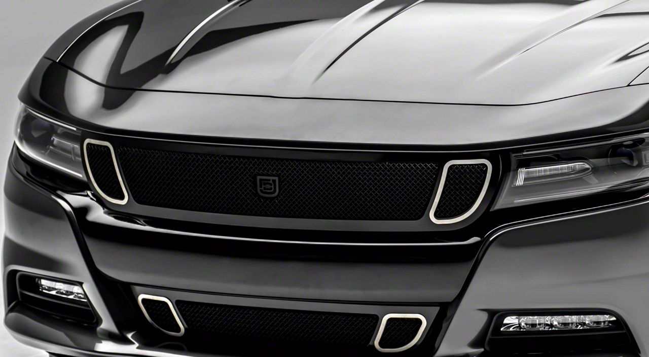 T-REX Grilles Charger DJ Series Phantom Mesh Lower Grille; Black ...