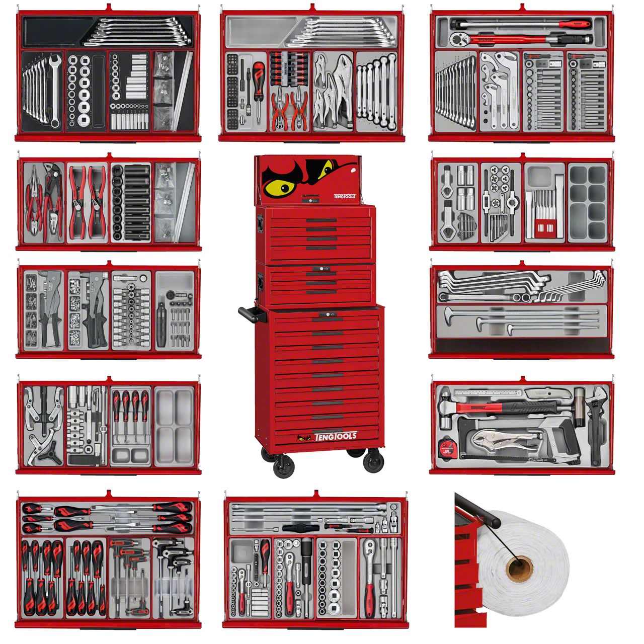 Teng Tools Universal AM 26-Inch PRO35 Stack Tool Kit; 753-Piece; Red ...