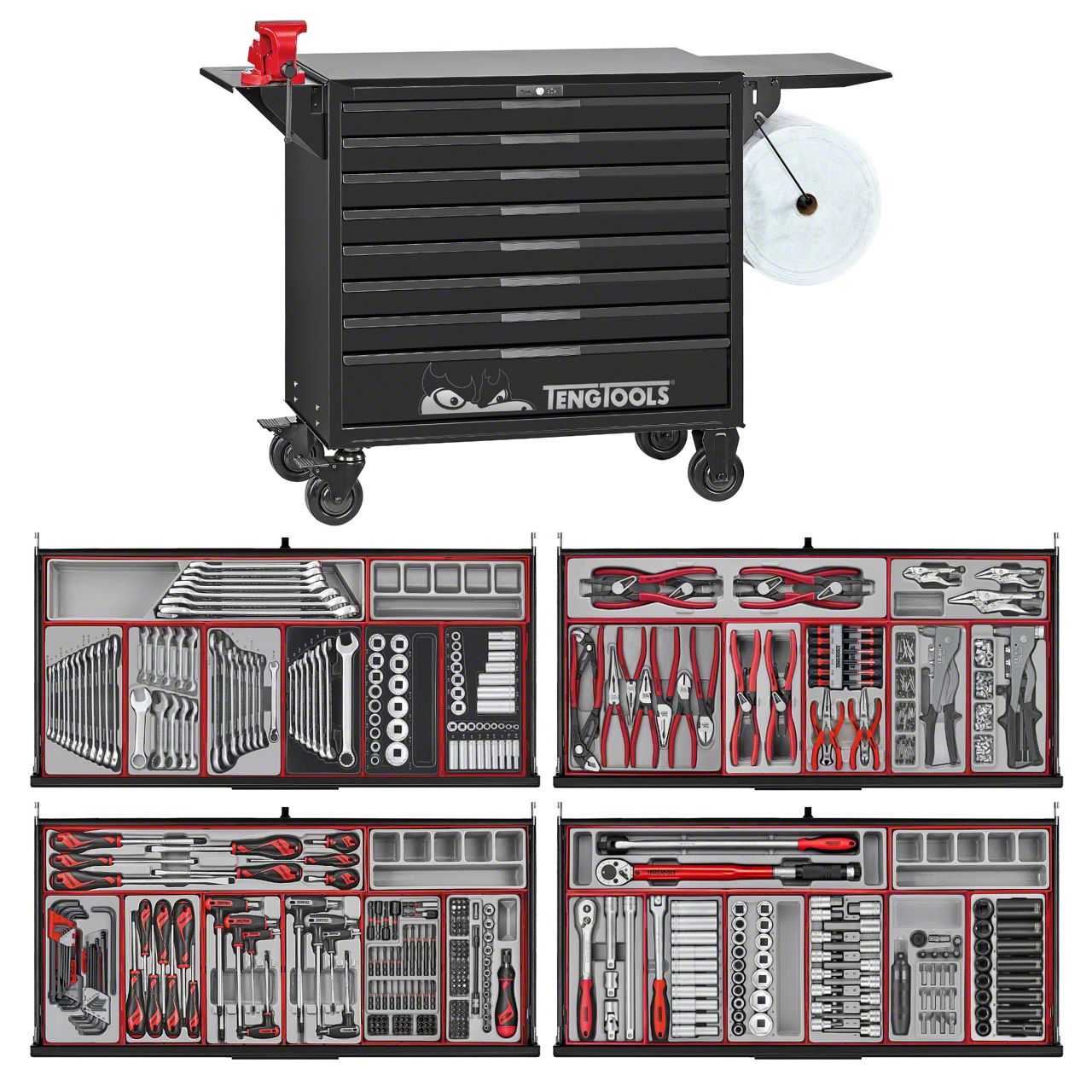 Teng Tools Universal AM 37-Inch PRO35 Black Roller Cabinet Tool Kit ...