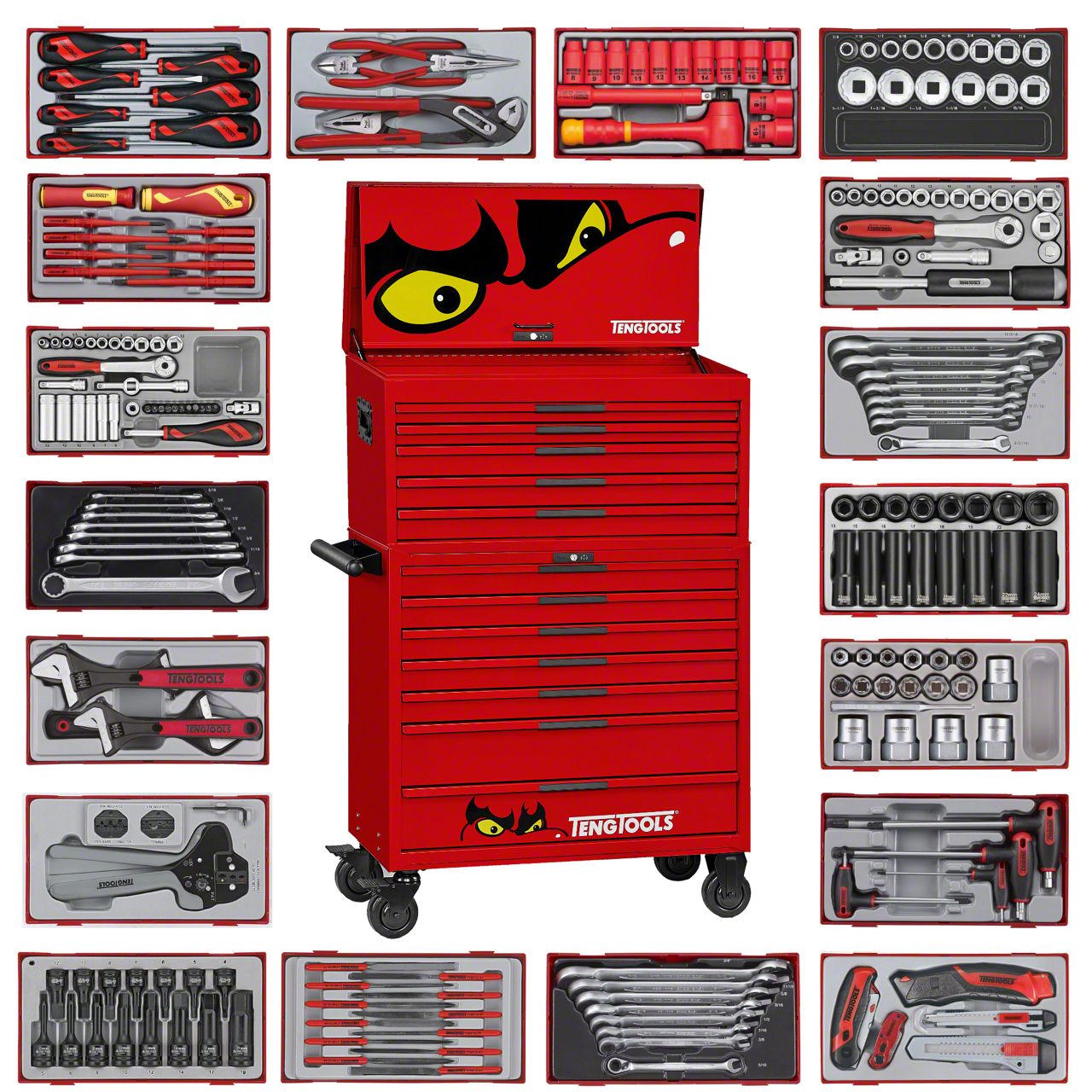 Teng Tools Universal AM 37-Inch PRO35 Red Mega Master 12-Drawer Mega ...
