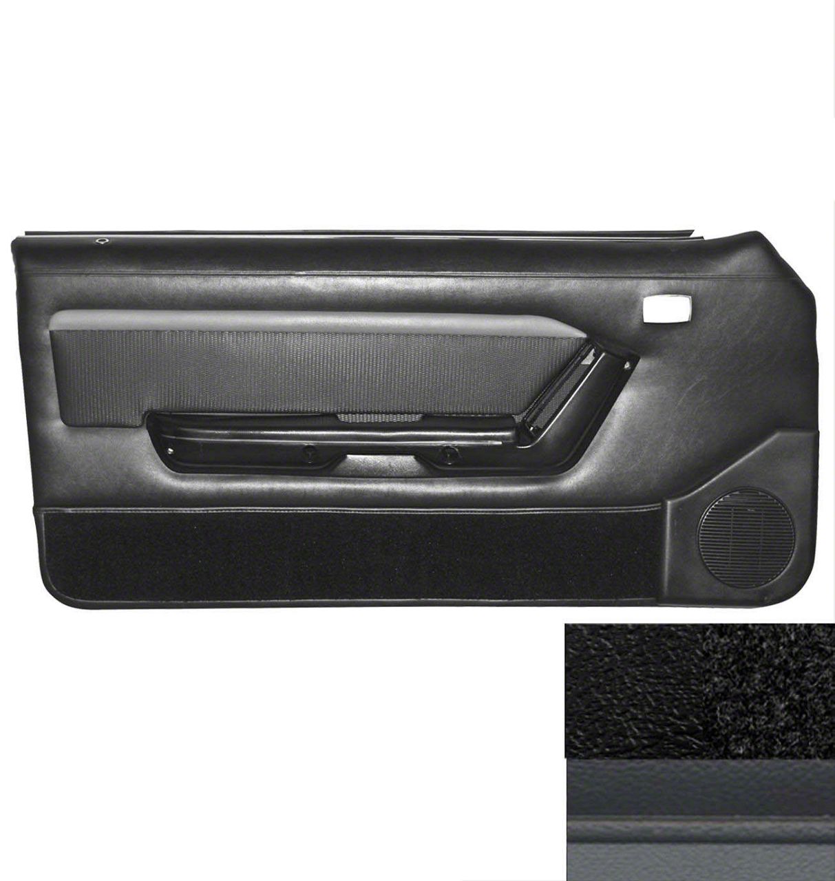 Mustang Mach 1 Door Panels; Black with Gray Stripe (87-89 Mustang Convertible w/ Power Windows ...