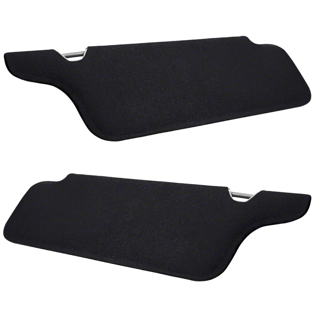 Mustang Sun Visors without Mirrors; Medium Parchment Cloth; Black (94-04 Mustang) - Free Shipping