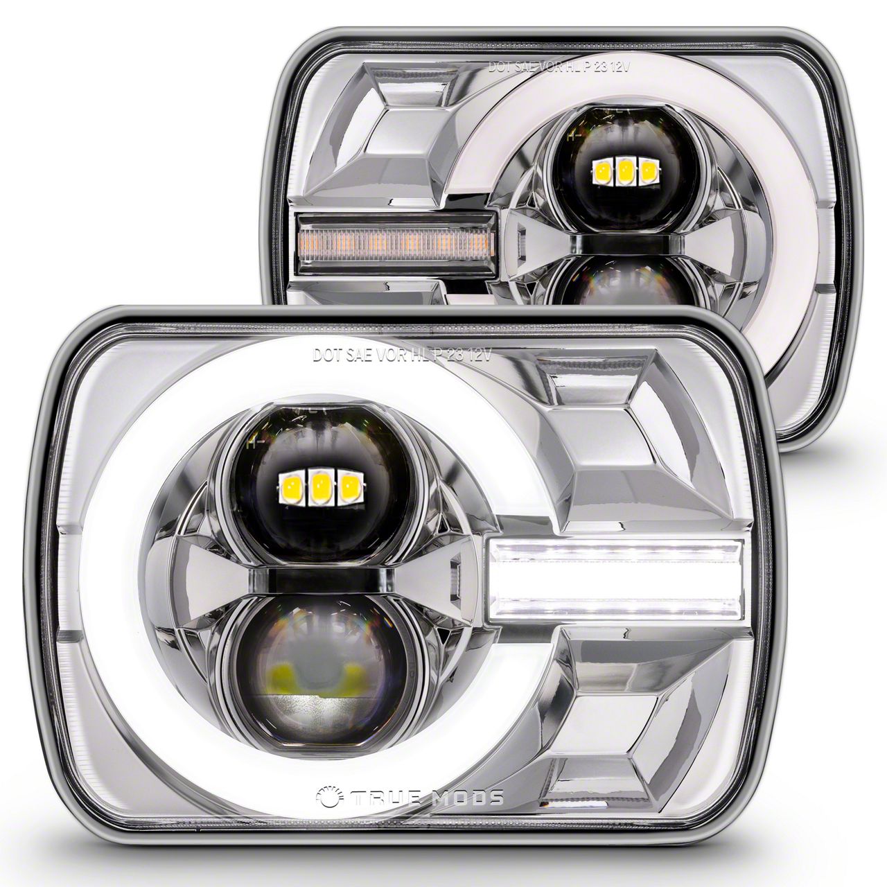 True Mods Mustang 5x7-Inch LED Headlights with DRL and Turn Signals ...