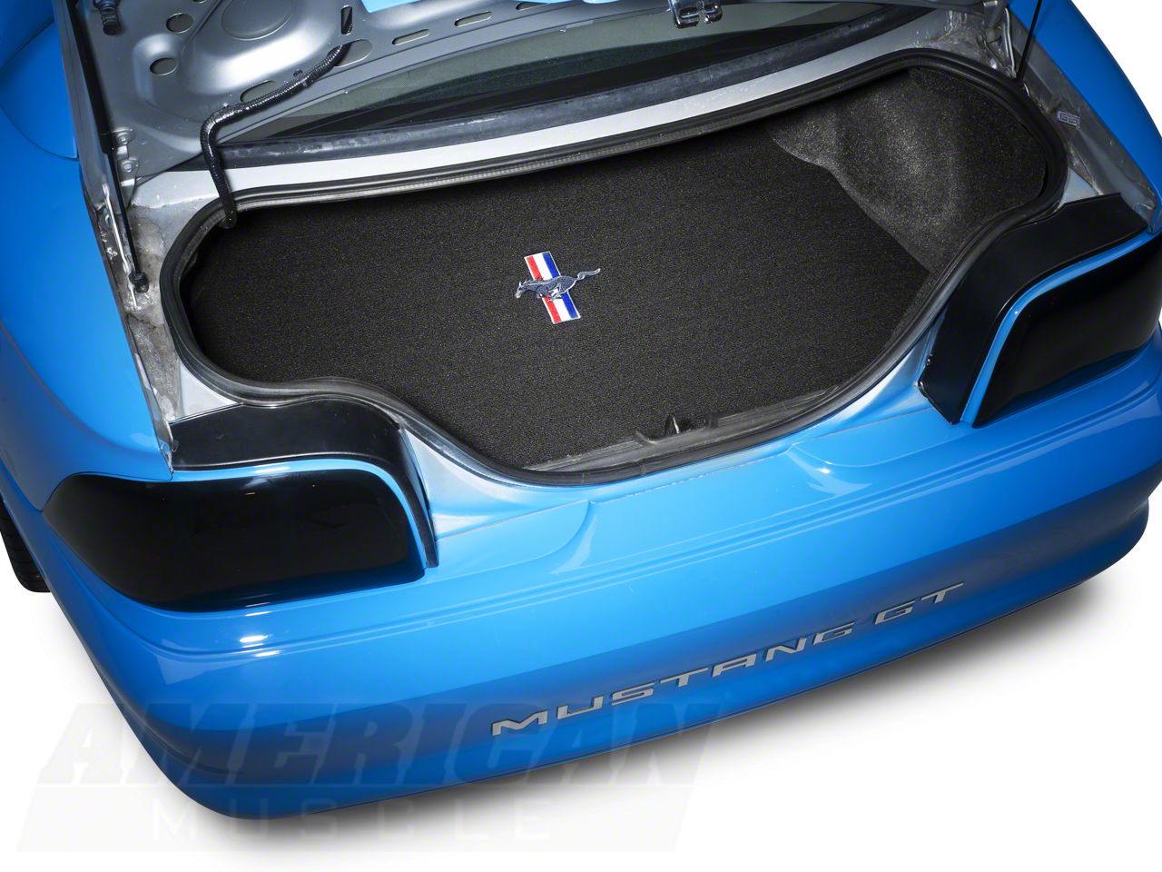 Lloyd Mustang Trunk Mat with Tri-Bar Pony Logo; Black 93146 (94-98 ...