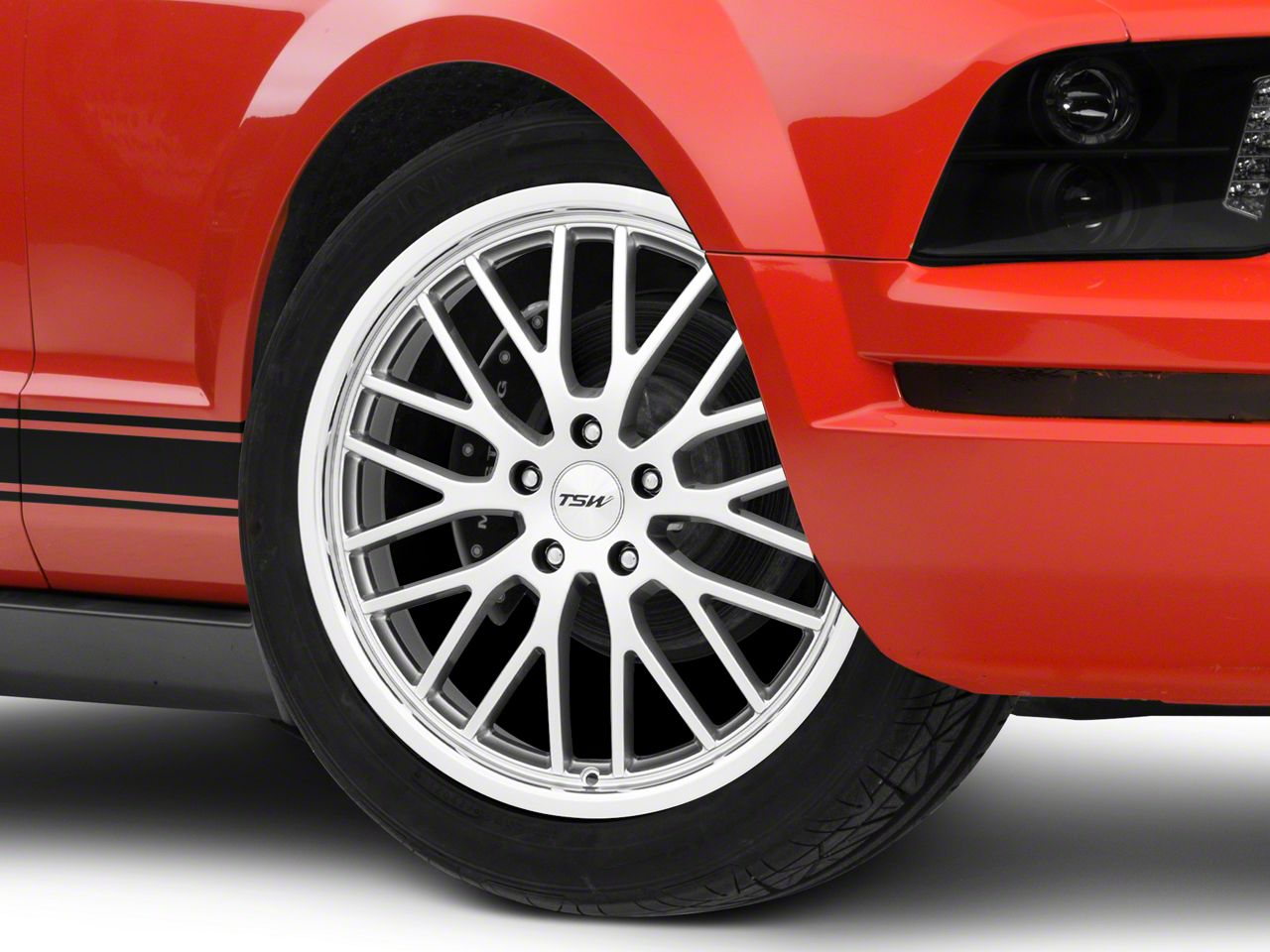 TSW Mustang Snetterton Hyper Silver with Mirror Cut Lip Wheel; 19x8 ...