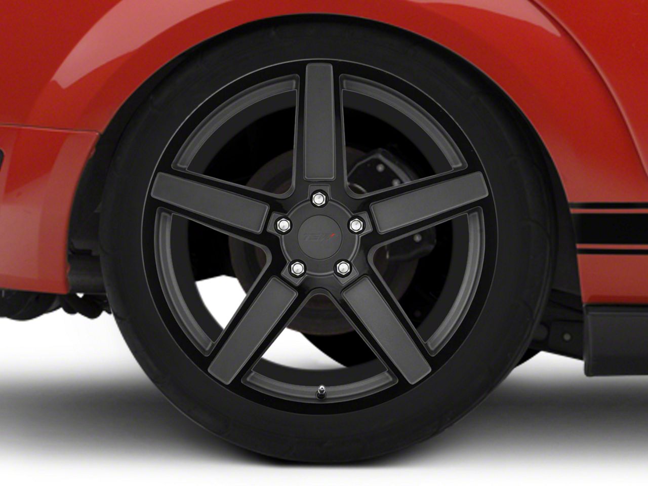 TSW Mustang Ascent Matte Gunmetal with Gloss Black Face Wheel; Rear ...