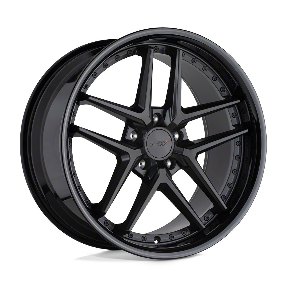 TSW Camaro Premio Matte Black with Gloss Black Lip Wheel; 19x9.5; 20mm ...