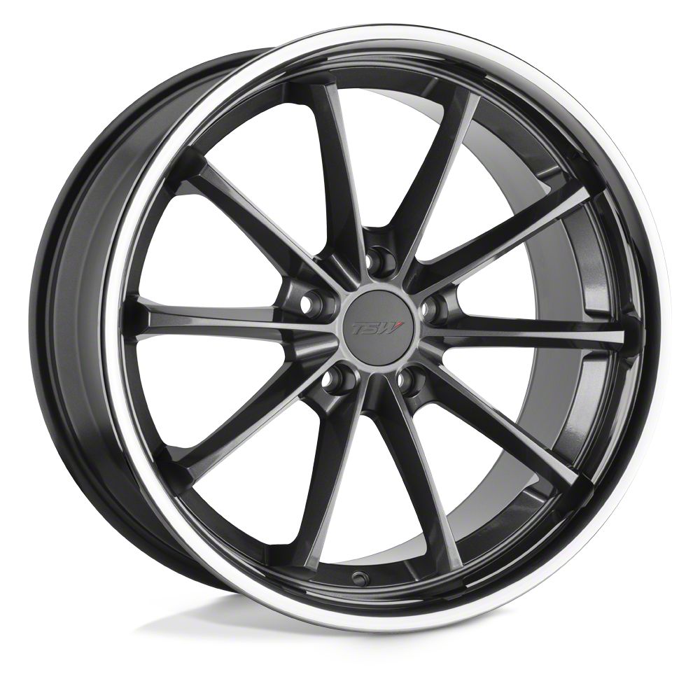 TSW Camaro Sweep Gloss Gunmetal with Stainless Lip Wheel; Rear Only ...