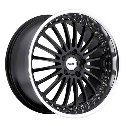 TSW Mach-E Silverstone Gloss Black with Mirror Cut Lip Wheel; 18x8 ...