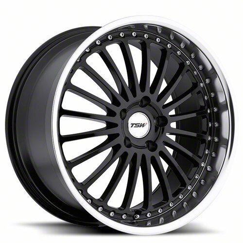 TSW Mach-E Silverstone Gloss Black with Mirror Cut Lip Wheel; 19x8 ...