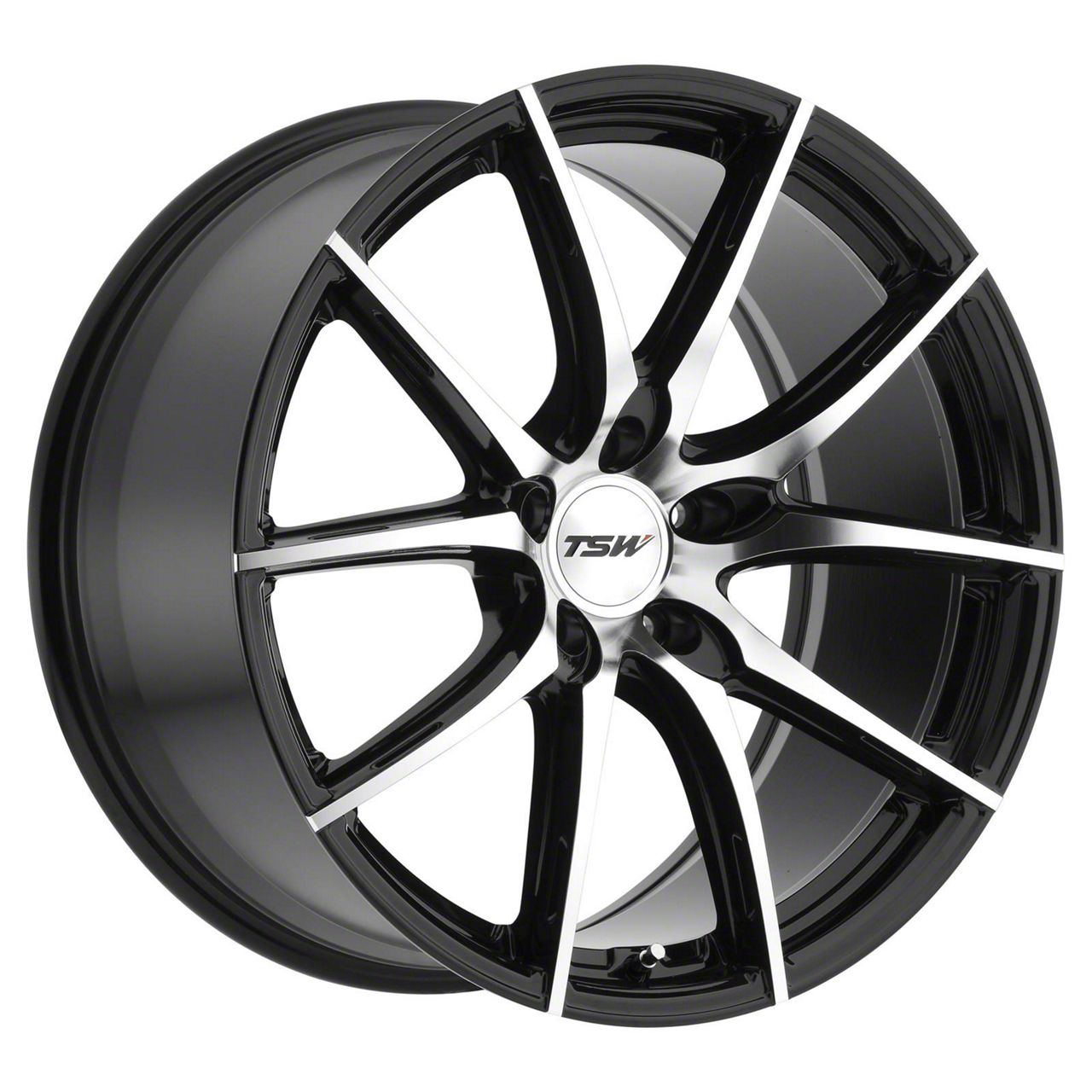 TSW Mach-E Sprint Gloss Black with Mirror Cut Face Wheel; 18x8.5; 40mm ...