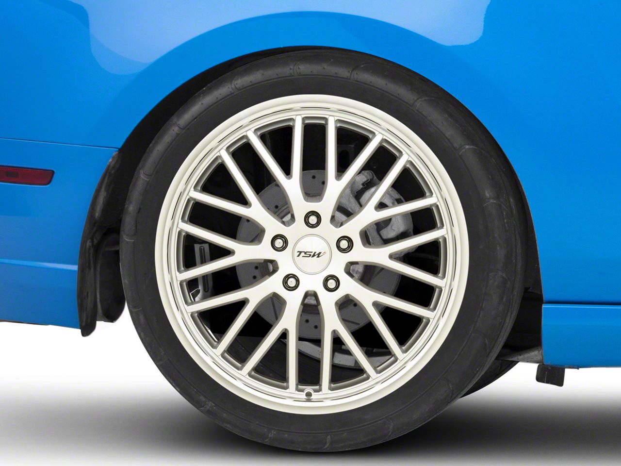TSW Mustang Snetterton Hyper Silver with Mirror Cut Lip Wheel; Rear ...