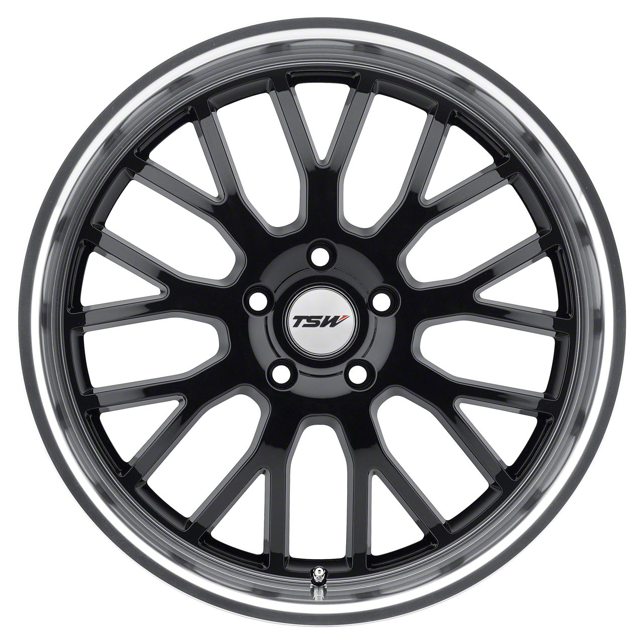 TSW Mustang Tremblant Gloss Black with Mirror Cut Lip Wheel; 19x8; 20mm ...