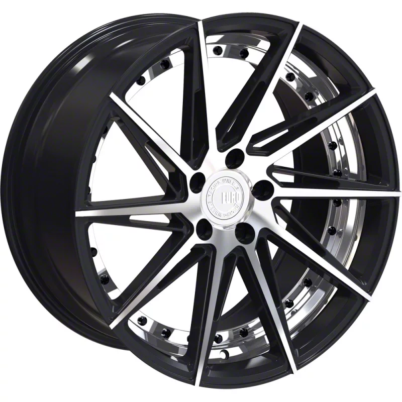 TW Racing Mustang E2 Forged Gloss Black with Machined Face Wheel; Rear ...