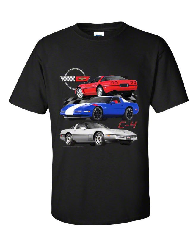 Universal AM C4 Corvette Trio Shirt; Black - Free Shipping