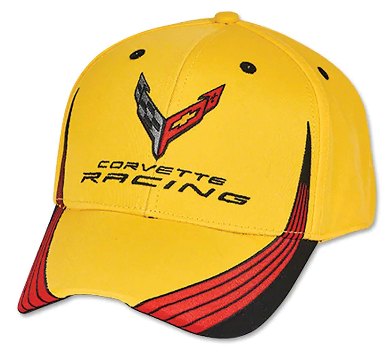 Universal AM Corvette Racing Hat; Yellow with Red Accents - Free Shipping