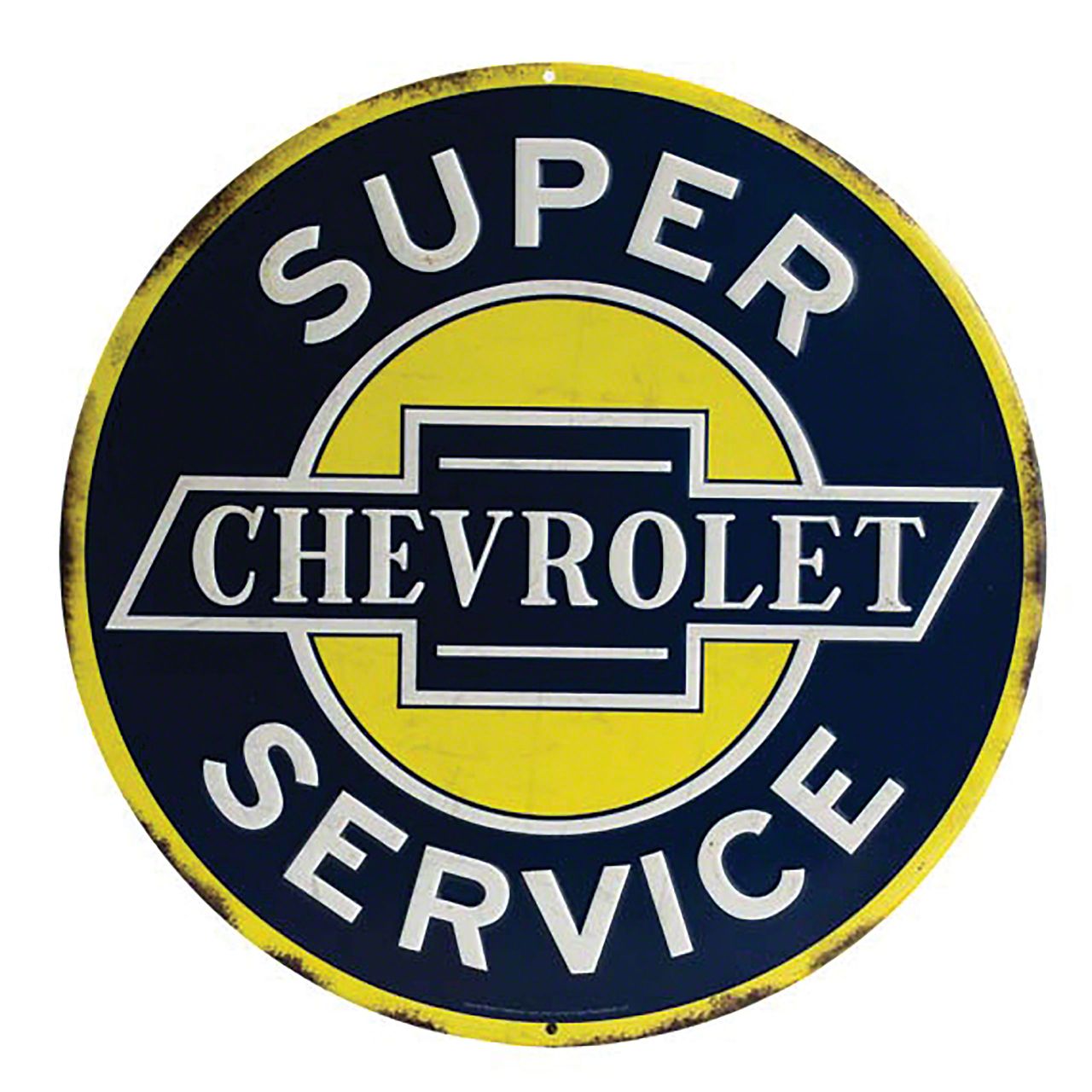 Universal AM Die Cut Embossed Tin Sign; Chevrolet Round - Free Shipping
