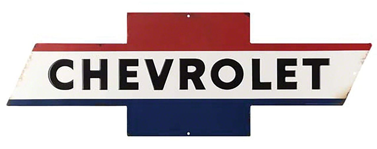 Universal AM Die Cut Embossed Tin Sign; Chevrolet - Free Shipping