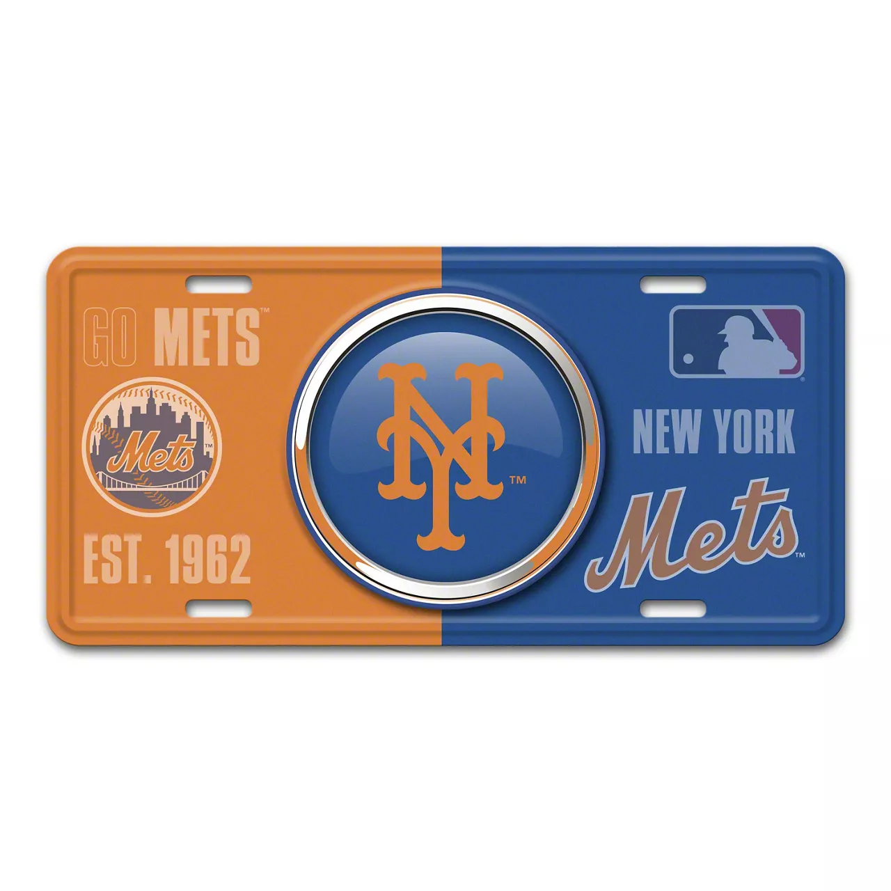 Universal AM Embossed Metal License Plate with New York Mets Logo ...