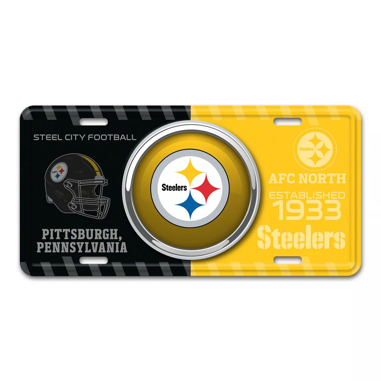 Universal AM Embossed Metal License Plate with Pittsburgh Steelers Logo ...