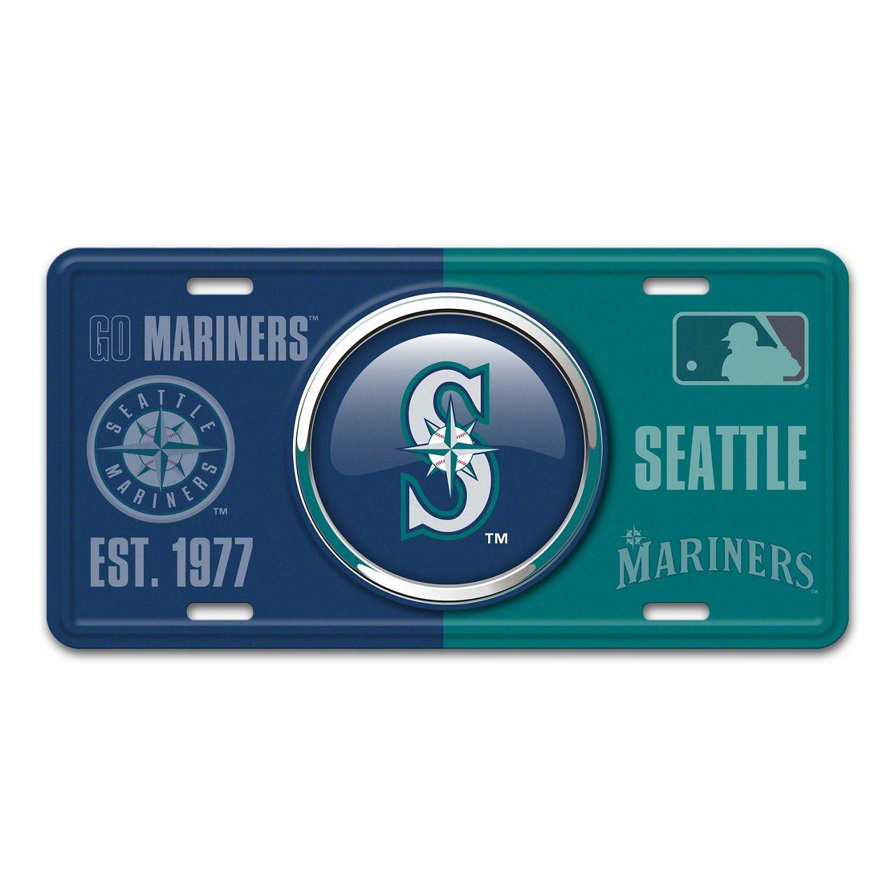 Universal AM Embossed Metal License Plate with Seattle Mariners Logo ...