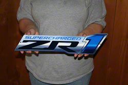 Universal AM Front Emblem Sign and ZR1 Supercharged Logo Sign; 18x4 ...