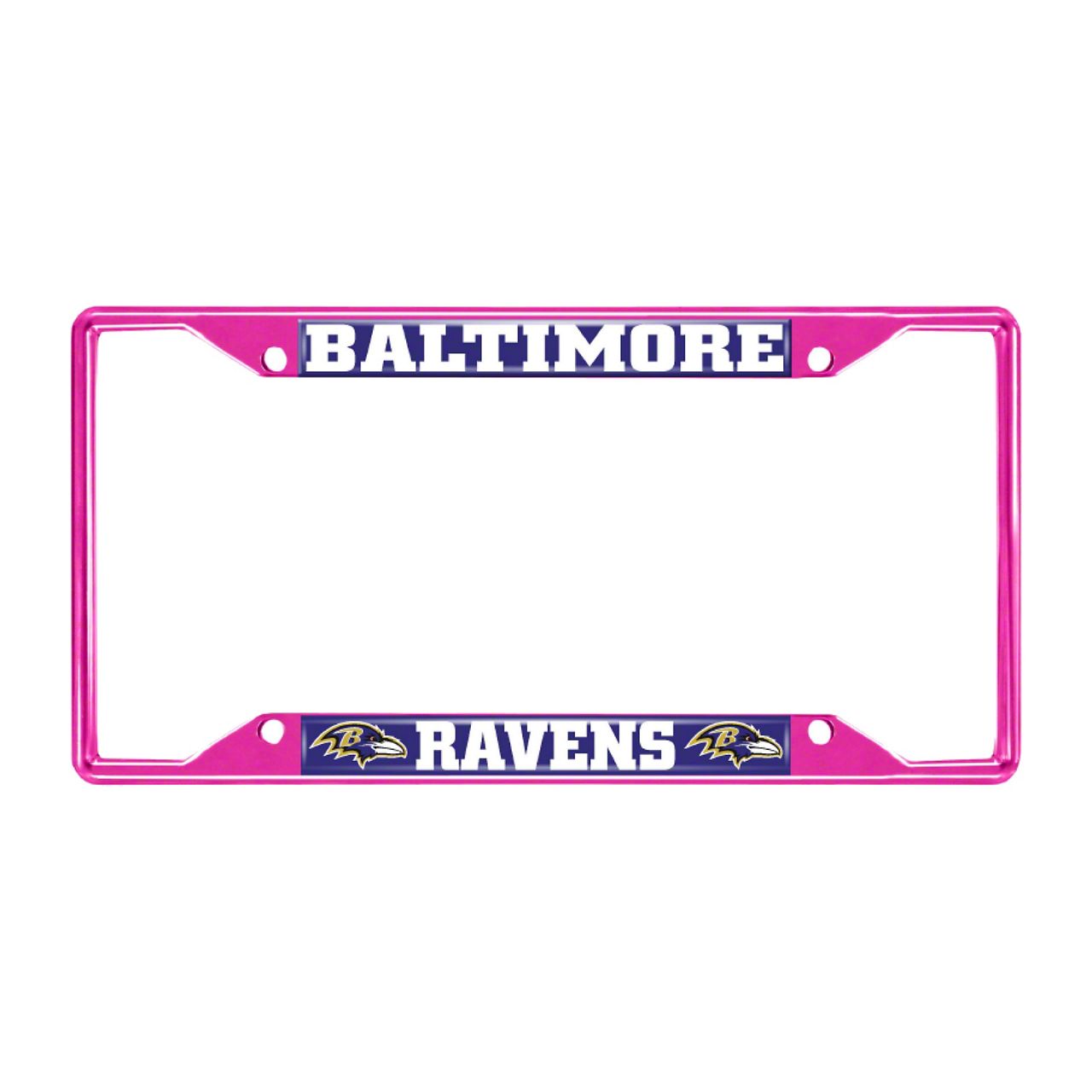 Universal AM License Plate Frame with Baltimore Ravens; Pink (Universal ...