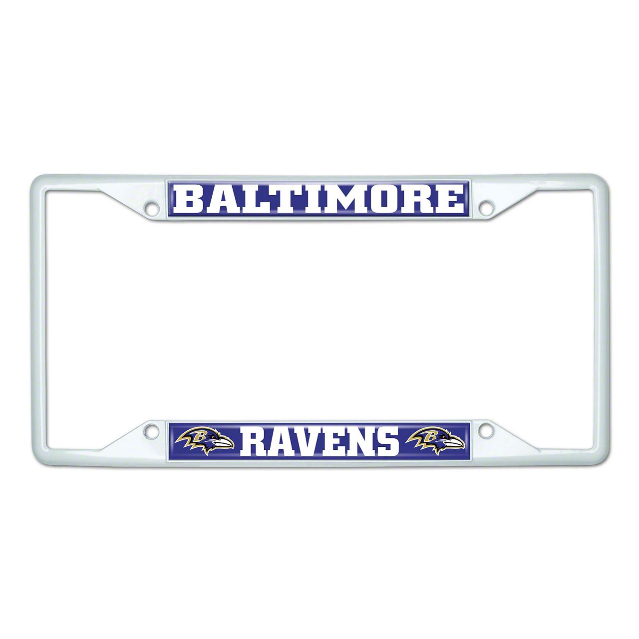Universal AM License Plate Frame with Baltimore Ravens; White ...