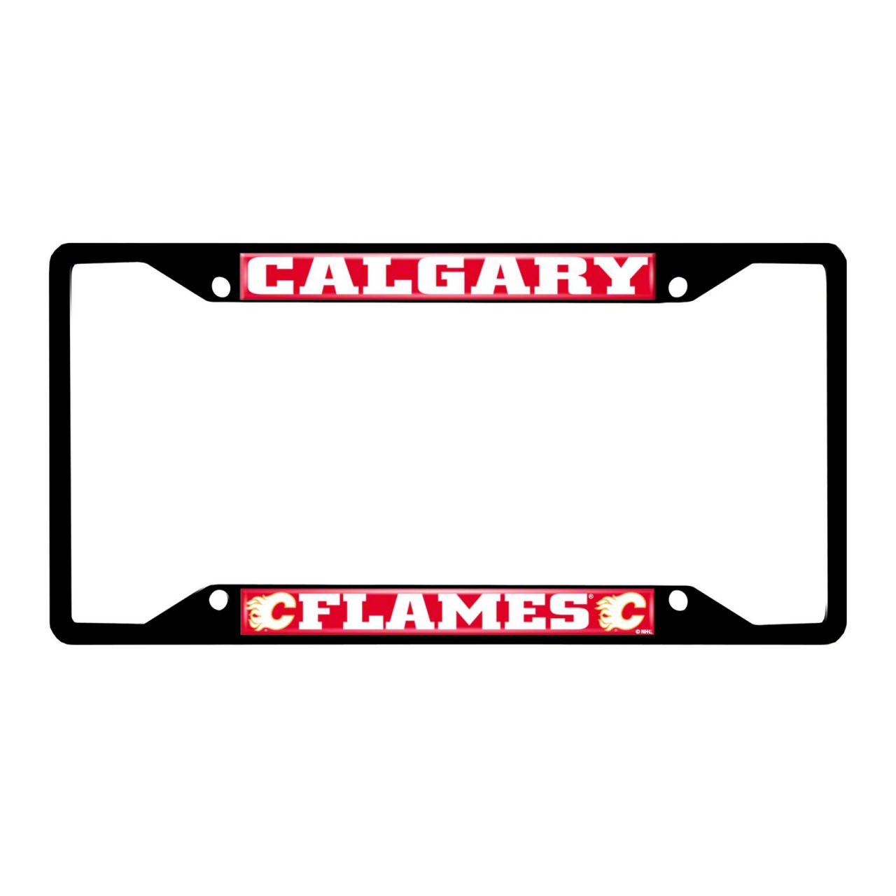 Universal AM License Plate Frame with Calgary Flames Logo; Black and ...