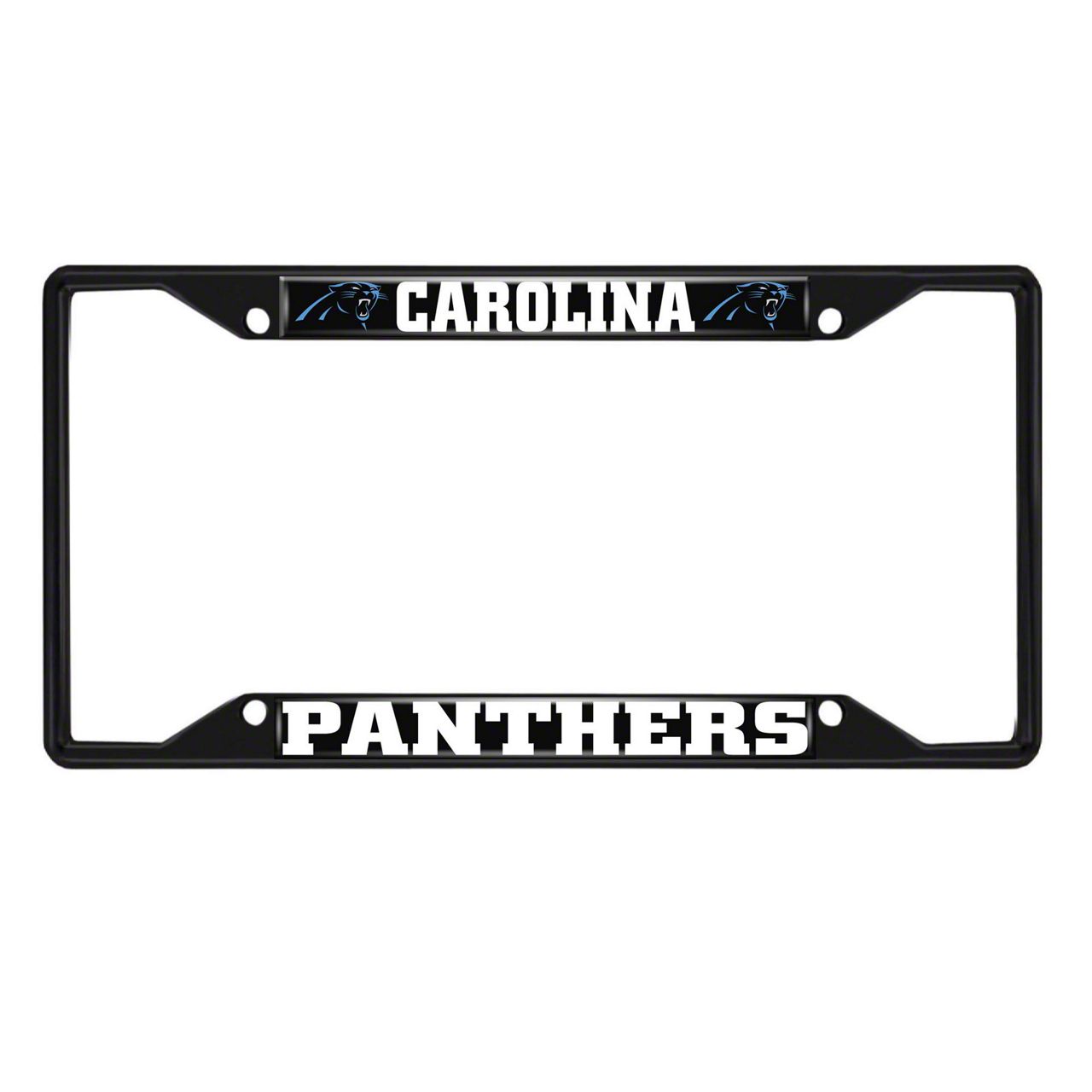 Universal AM License Plate Frame with Carolina Panthers Logo; Black and ...