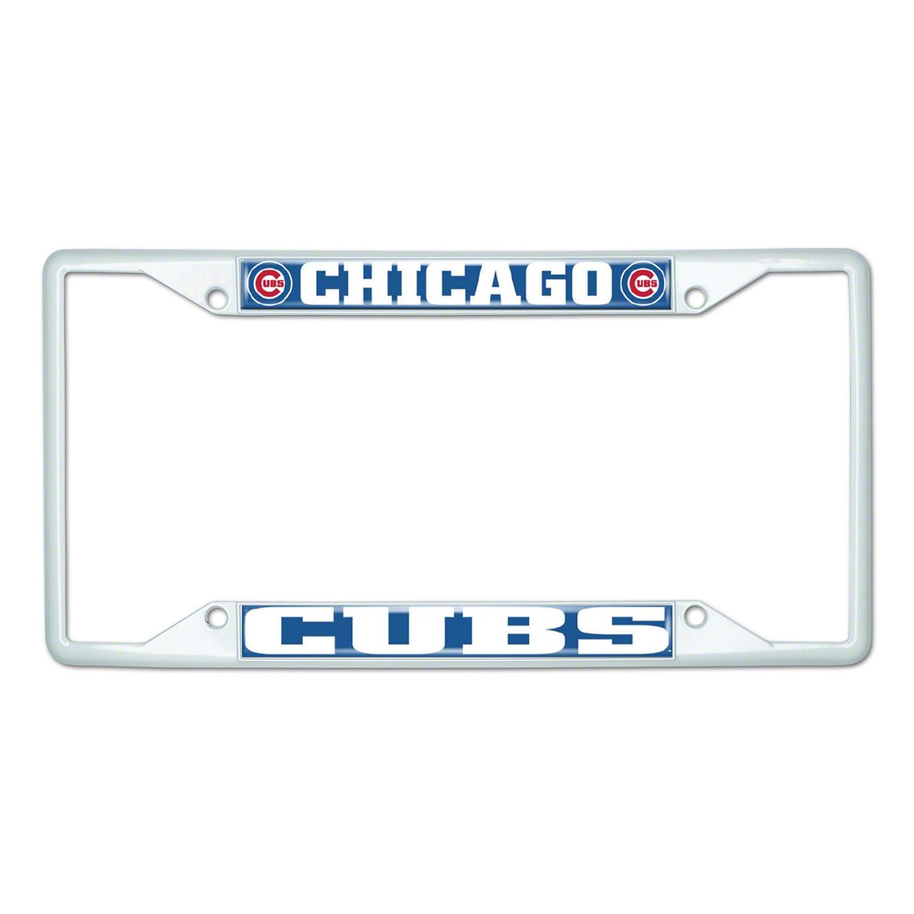 Universal AM License Plate Frame with Chicago Cubs; White (Universal ...