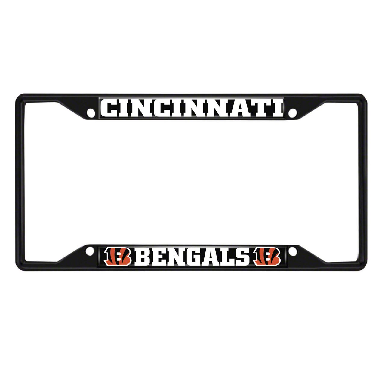 Universal AM License Plate Frame with Cincinnati Bengals Logo; Black ...