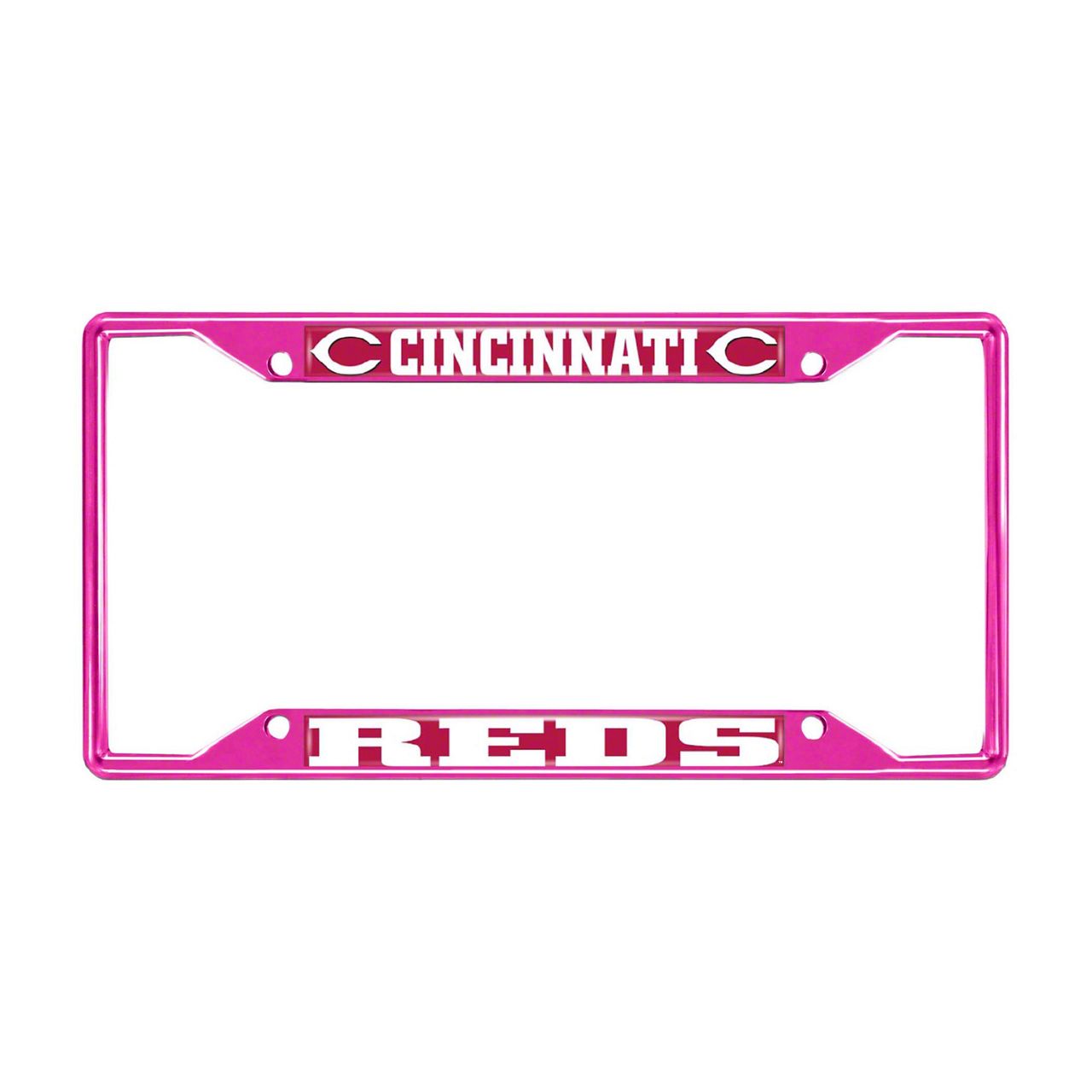 Universal AM License Plate Frame with Cincinnati Reds; Pink (Universal ...
