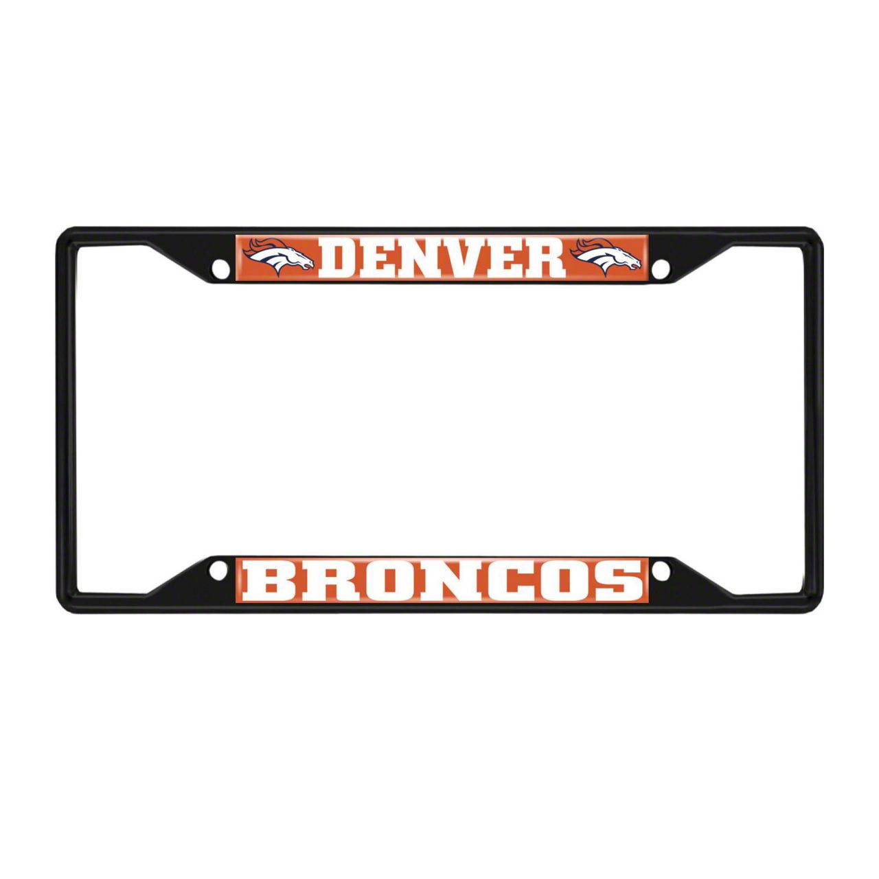 Universal AM License Plate Frame with Denver Broncos Logo; Black and ...