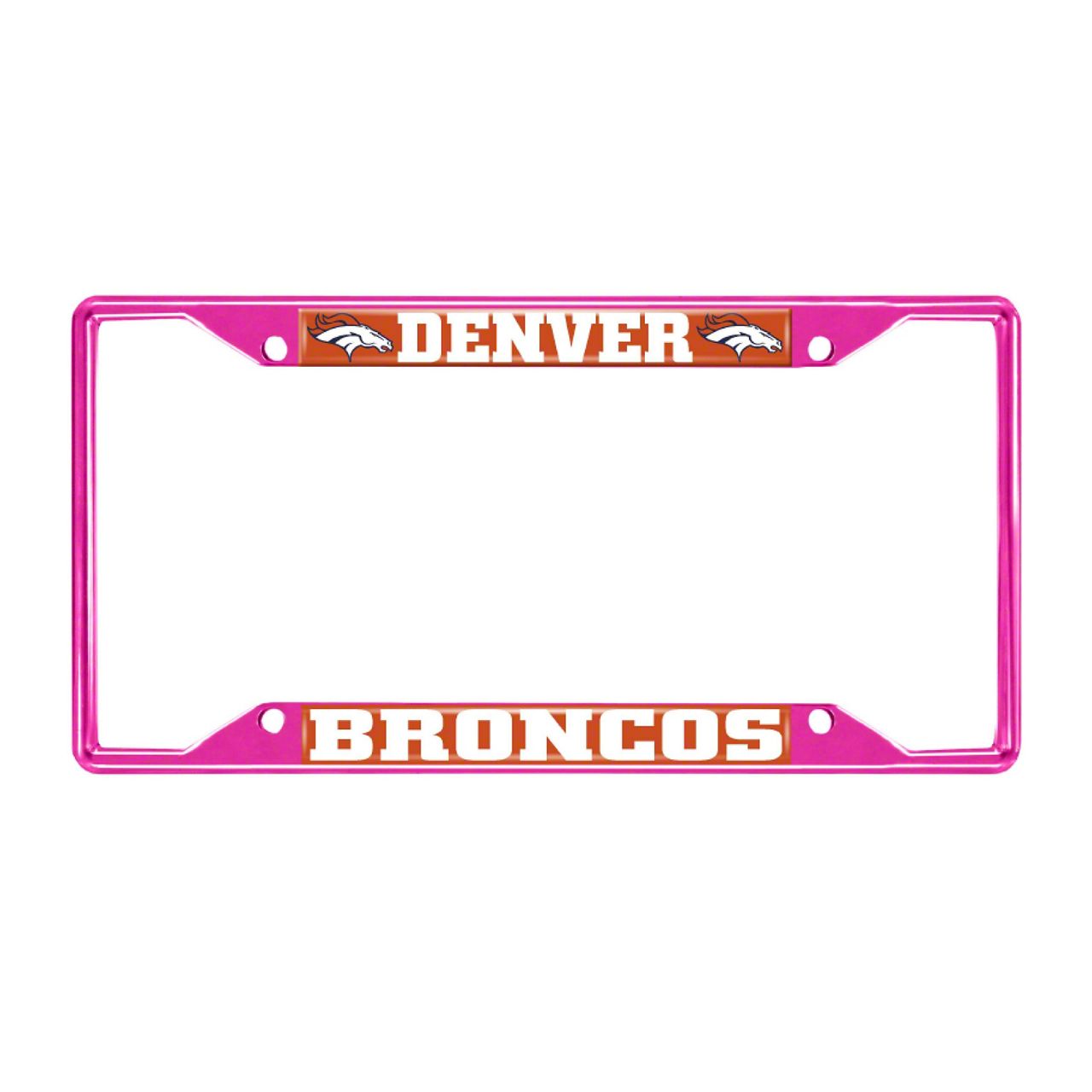 Universal AM License Plate Frame with Denver Broncos; Pink (Universal ...