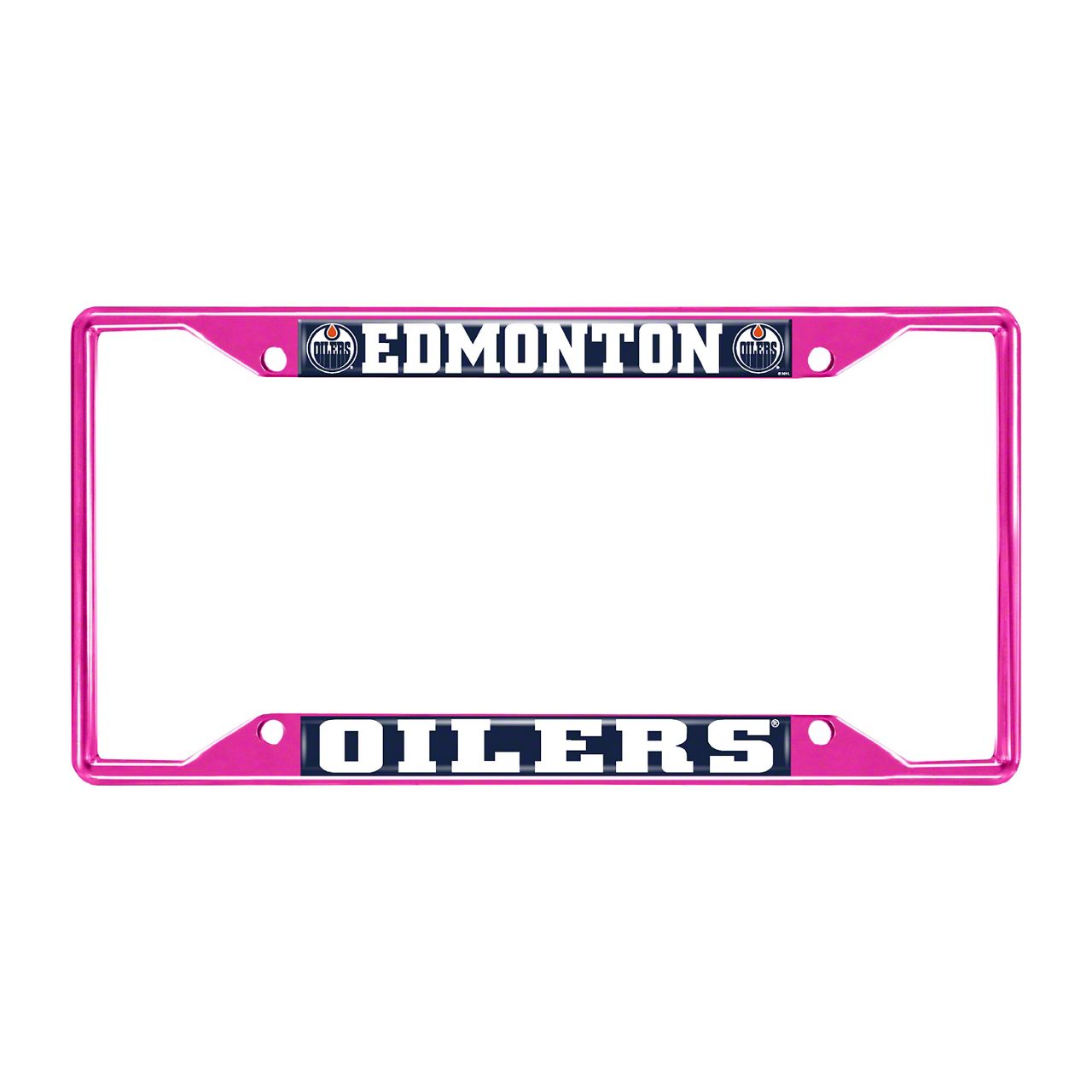 Universal AM License Plate Frame with Edmonton Oilers; Pink (Universal ...