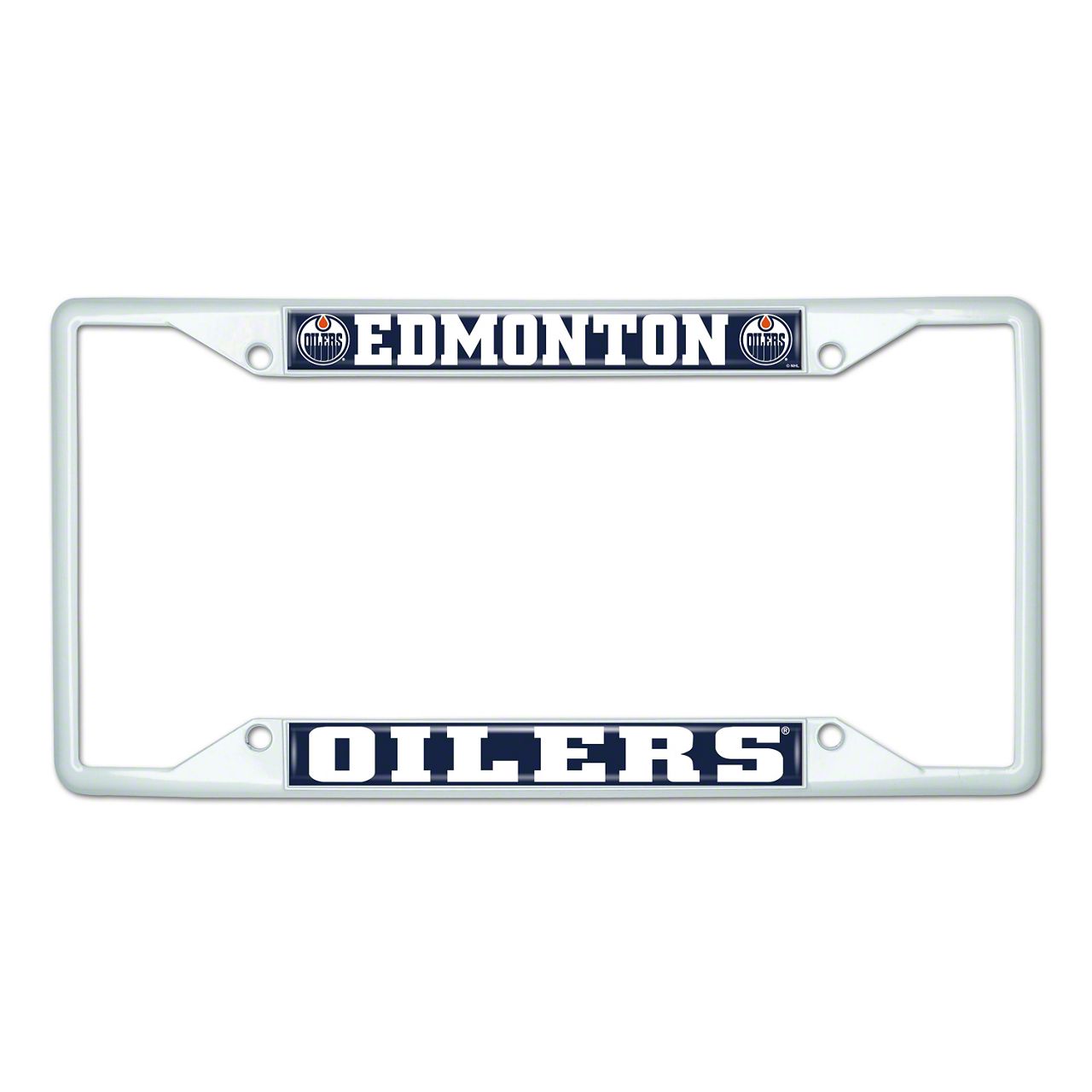Universal AM License Plate Frame with Edmonton Oilers; White (Universal ...