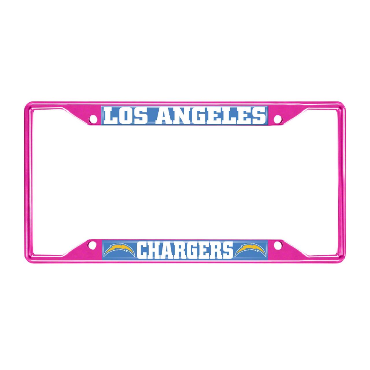 Universal AM License Plate Frame with Los Angeles Chargers; Pink ...