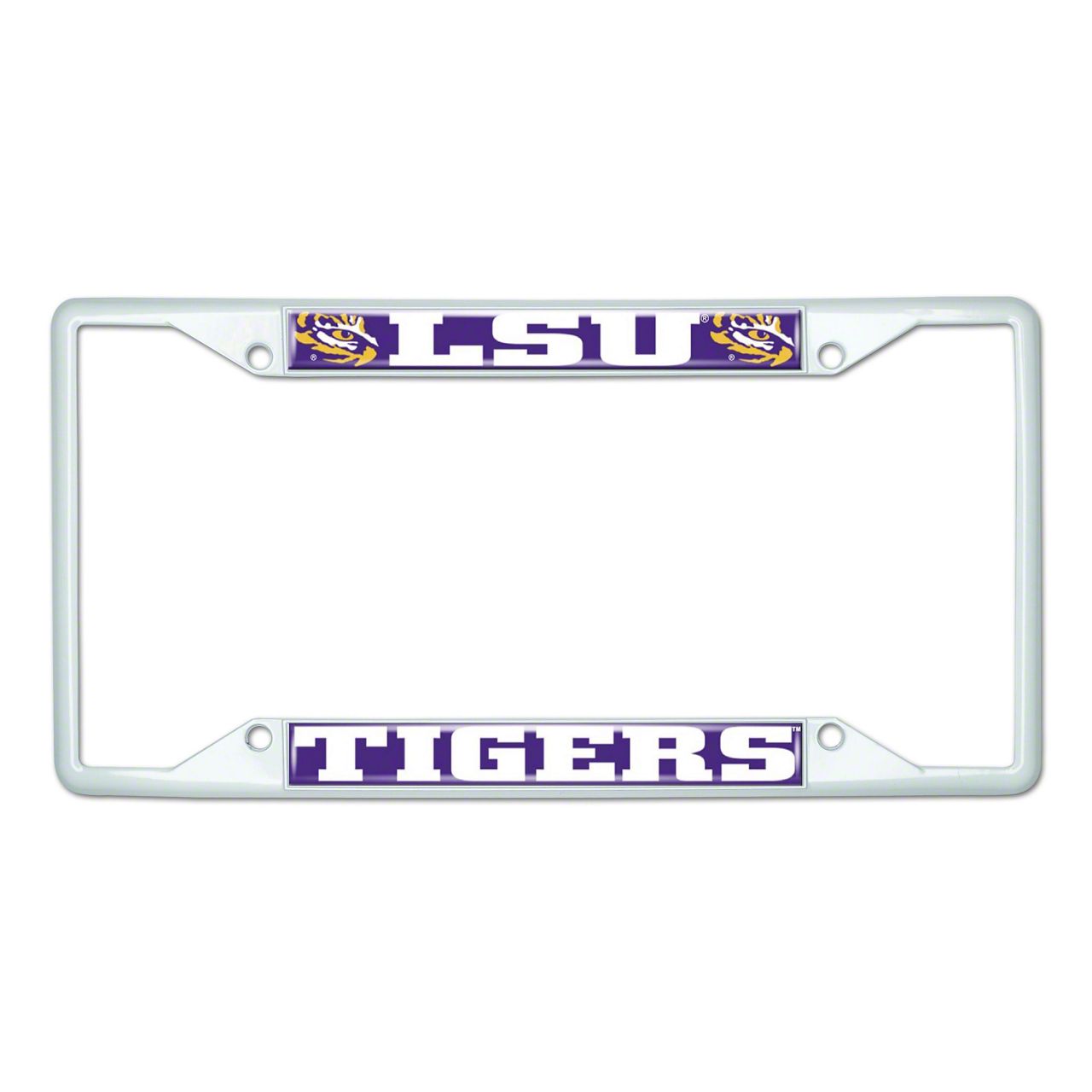 Universal AM License Plate Frame with LSU; White (Universal; Some ...