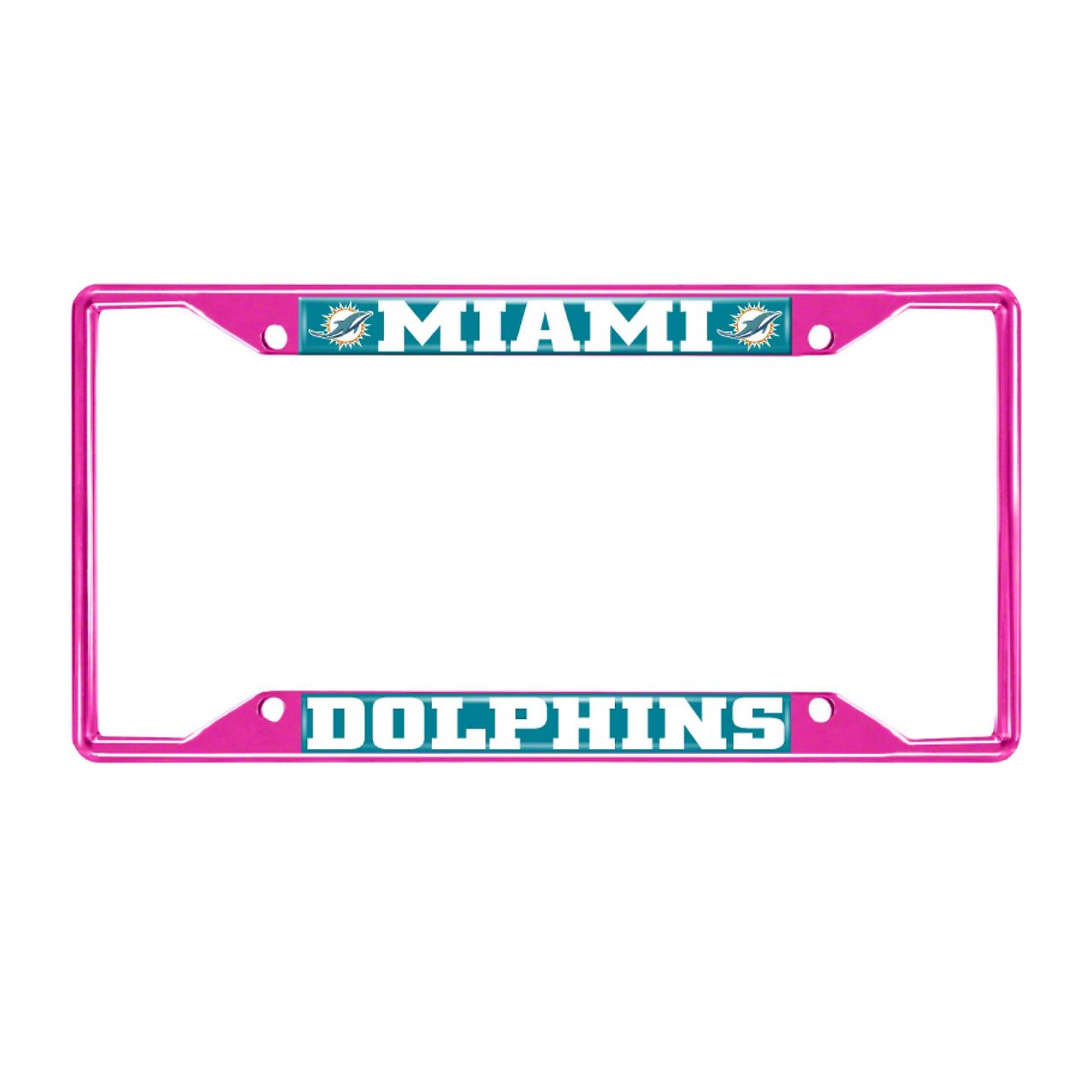 Universal AM License Plate Frame with Miami Dolphins; Pink (Universal ...