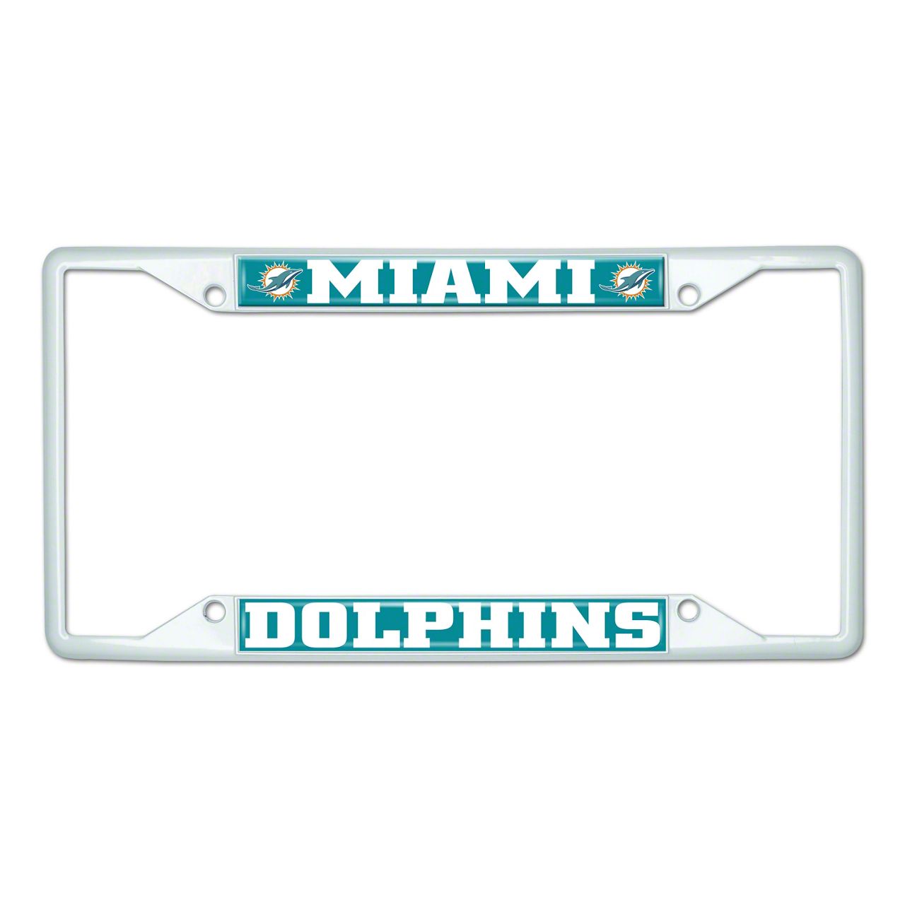 Universal AM License Plate Frame with Miami Dolphins; White (Universal ...