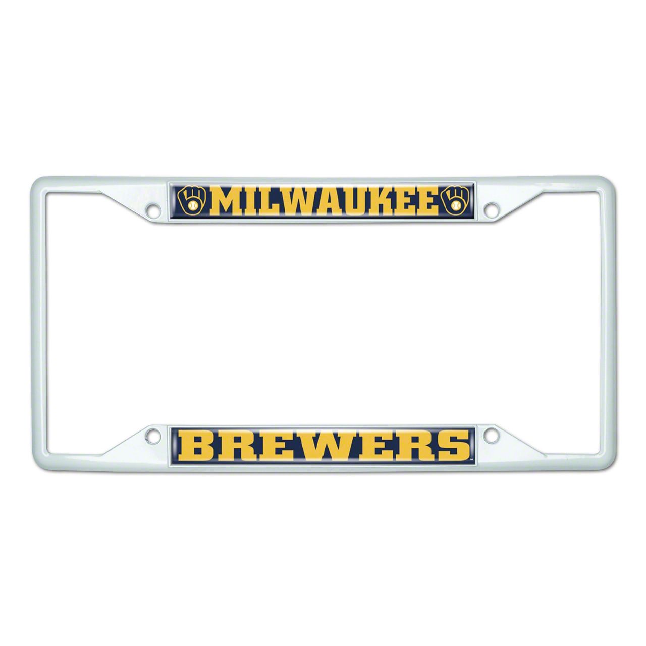 Universal AM License Plate Frame with Milwaukee Brewers; White ...