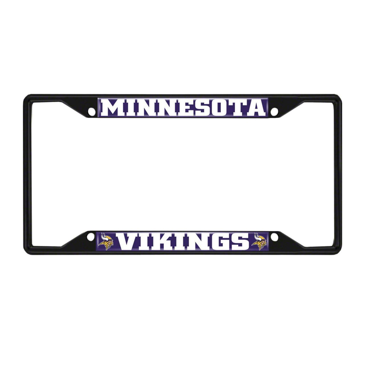 Universal AM License Plate Frame with Minnesota Vikings Logo; Black and ...