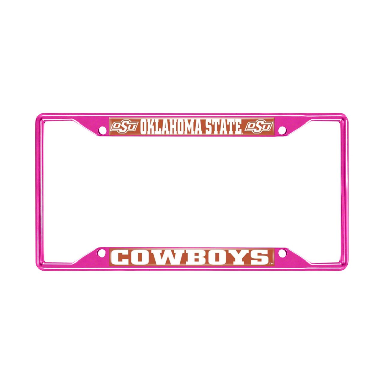 Universal AM License Plate Frame with Oklahoma State; Pink (Universal ...