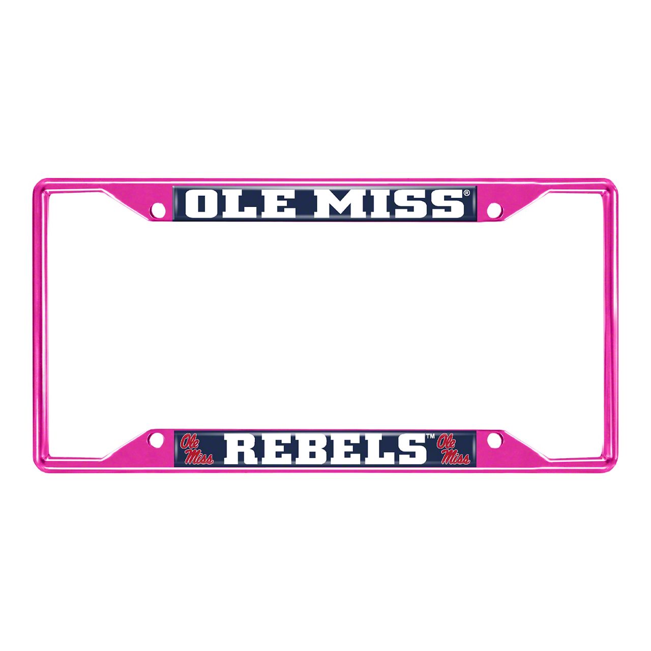 Universal AM License Plate Frame with Ole Miss; Pink (Universal; Some ...