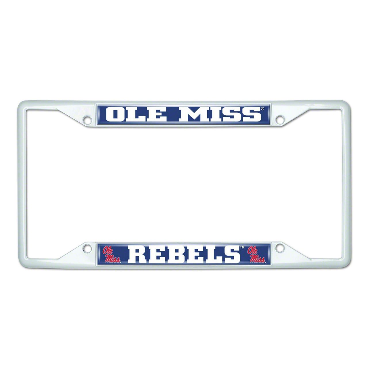 Universal AM License Plate Frame with Ole Miss; White (Universal; Some ...