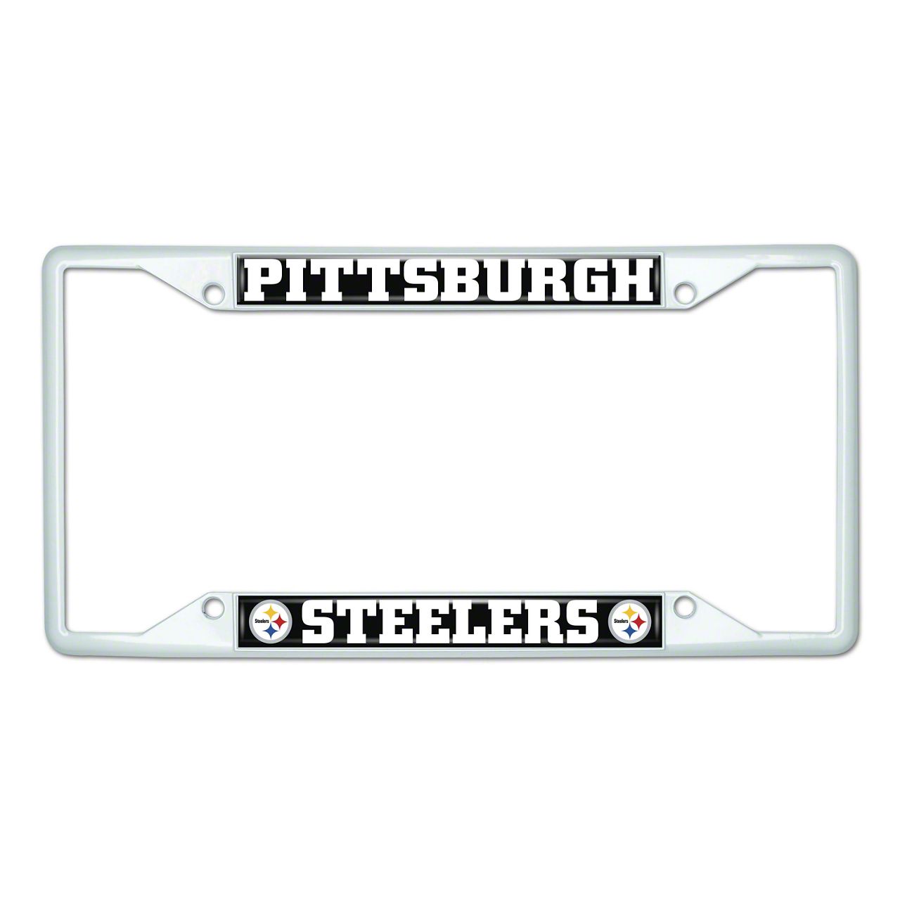 Universal AM License Plate Frame with Pittsburgh Steelers; White ...
